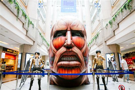 Attack On Titan Characters Appear As Gigantic Statues At The Landmark