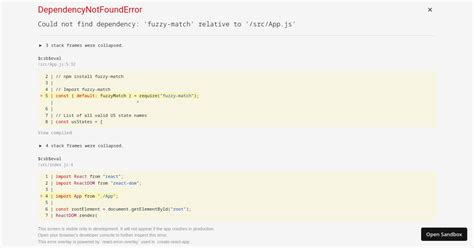 Fuzzy Matching Forked Codesandbox