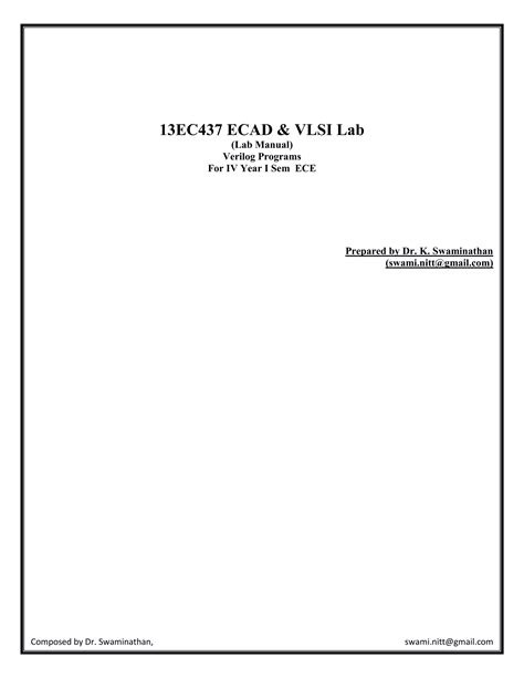 Verilog Lab Manual Ecad And Vlsi Lab Pdf