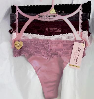 Juicy Couture 5 Pack Satin And Lacethong Panties Assorted Size L Nwt