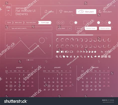Flat Website Ui Elements Stock Vector Royalty Free Shutterstock