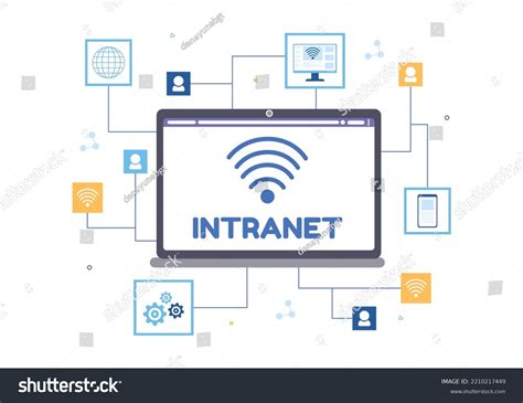 intranet internet network connection technology share stock vector