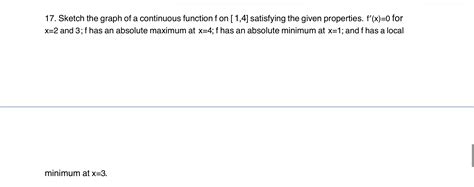 Solved 17 Sketch The Graph Of A Continuous Function F On