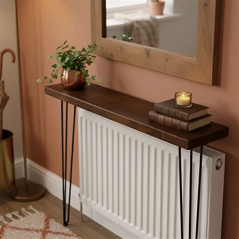 Rustic Handmade Console Table Wall Mounted 130cm X 225cm Dark Oak