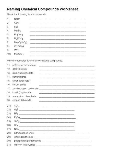 Naming Compound Worksheet CHM 1025C Valencia College Studocu
