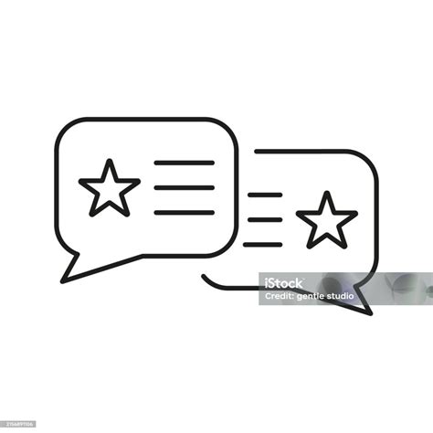 고객 평가란 아이콘입니다 대화 및 통신 선형 픽토그램 피드백 말풍선 윤곽선 기호가 있는 별입니다 온라인 서비스 검토 서명 편집 가능한 획 고립된 벡터 삽화 1위에 대한 스톡