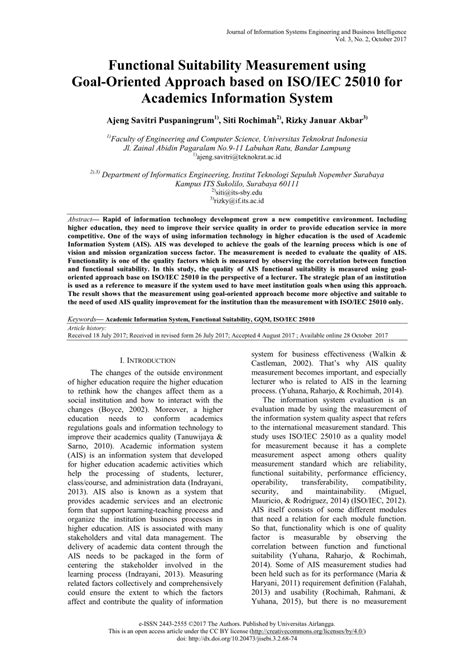Pdf Functional Suitability Measurement Using Goal Oriented Approach Based On Iso Iec 25010 For