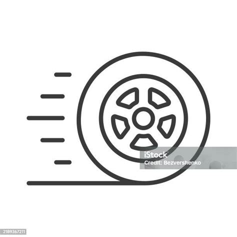 라인 디자인의 빠른 휠 아이콘입니다 빠른 바퀴 모션 차량 속도 경주 흰색 배경 벡터에 동적 빠른 휠 편집 가능한 스트로크 아이콘
