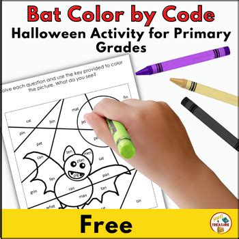Bat Color By Code Halloween Activity For Primary Grades By Hunt Treasure
