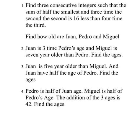 Solved 1 Find Three Consecutive Integers Such That The Sum