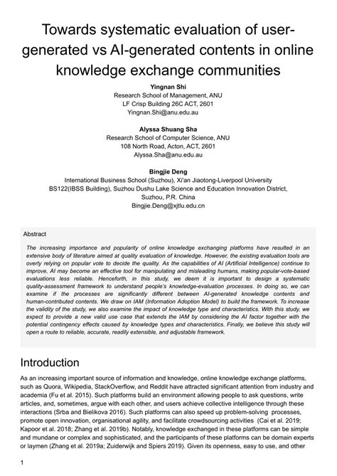 Pdf Towards Systematic Evaluation Of User Generated Vs Ai Generated