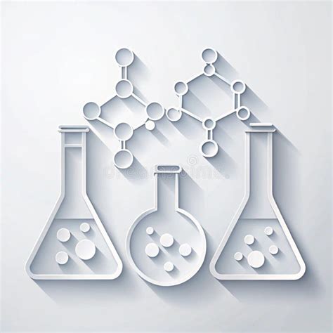 Chemical Experiment Illustration With Beakers And Molecular Structures