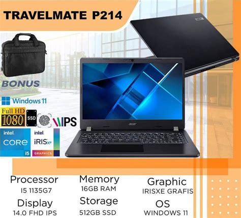 Laptop Acer Travelmate P214 Core i5 1135G7 Ram 16GB 512SSD + 1TB HDD ...