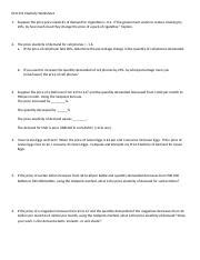 Elasticity Worksheet For Economic Analysis Course Hero