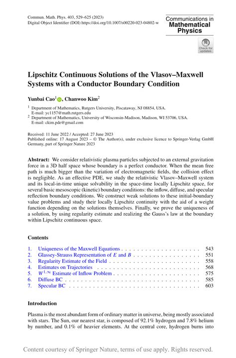 lipschitz continuous solutions of the vlasov maxwell systems with a