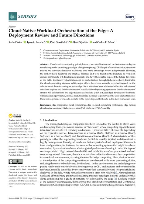 PDF Cloud Native Workload Orchestration At The Edge A Deployment Review And Future Directions