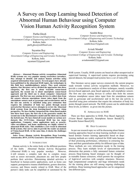 Pdf A Survey On Deep Learning Based Detection Of Abnormal Human Behaviour Using Computer