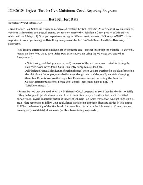 Info6104iprojectstep1createtestcasedata V3 Best Sell Test Data