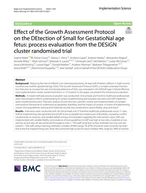 Pdf Effect Of The Growth Assessment Protocol On The Detection Of Small For Gestational Age