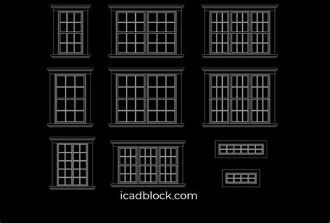Window Cad Block Collection In Dwg Icadblock