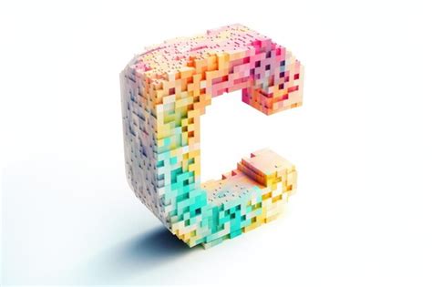 Premium Photo Letter C Pixelated On White Background