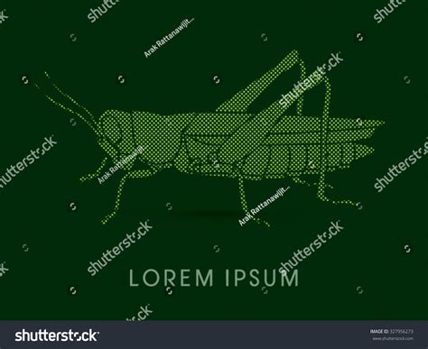 Grasshopper Designed Using Dot Square Pattern Stock Vector Royalty
