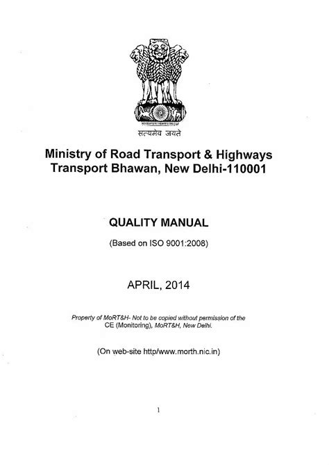 PDF Quality Manual MORTH ISO 9001 DOKUMEN TIPS