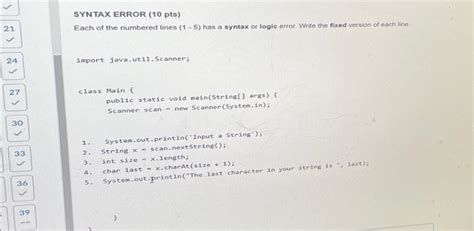 Solved Syntax Error 10 Pts Each Of The Numbered Lines 1