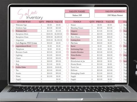 Salon Inventory Template Salon Inventory Tracker Log Beauty Salon