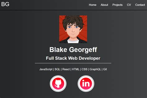 GitHub BlakeGeo React Portfolio