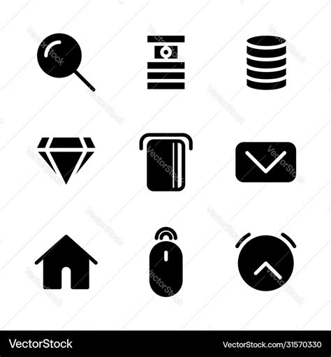 basic user interface icon set glyph include eyes vector image