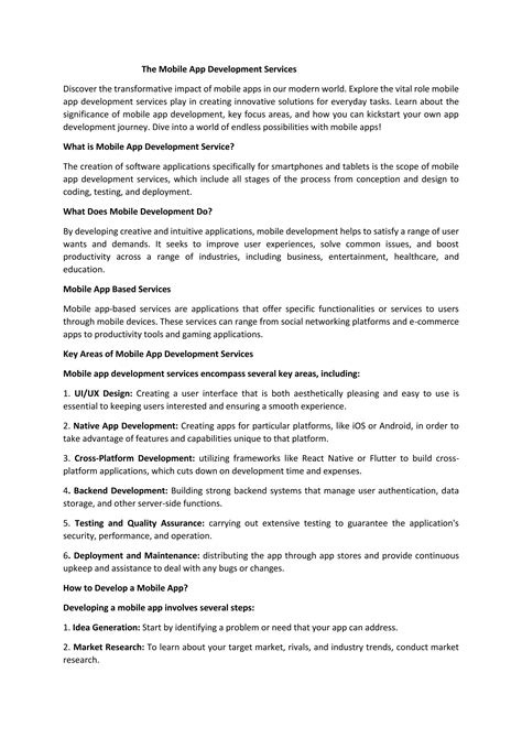 The Mobile App Development Servicesdocx
