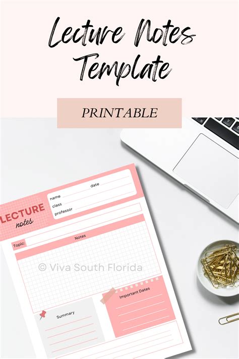 Printable Lecture Notes Template College Note Taking Sheet Etsy College Notes College Note