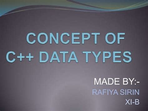 Data Types In C Programming Ppt