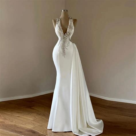 Sleek Satin Gown With Intricate Beaded Details On Luulla