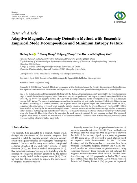 PDF Adaptive Magnetic Anomaly Detection Method With Ensemble Empirical Mode Decomposition And