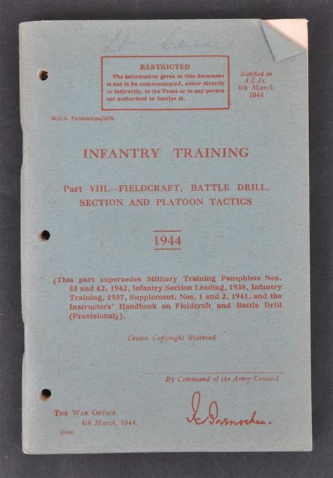 Cs Militaria Fieldcraftbattle Drill Section And Platoon Tactics 1944