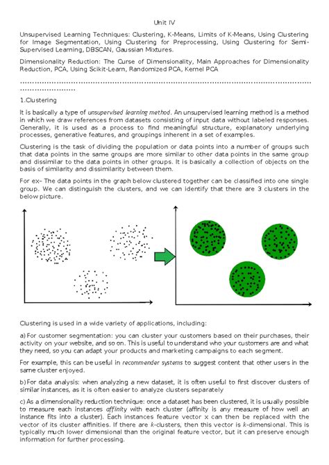jntuk r20 ml unit iv unit iv unsupervised learning techniques