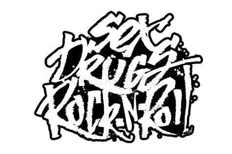 Sex Drugs Rock N Roll Modern Calligraphy Hand Lettering For Serigraphy Print Stock Vector