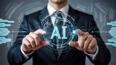 Businessman Interacting With Virtual Ai Interface Futuristic Digital Technology Concept Stock