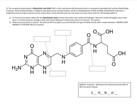 Solved 3 The Compound Shown Below Is Dihydrofolic Acid