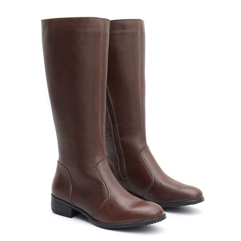 Bota Montaria Feminina Em Couro Cano Longo Liso Arietto Compre Agora
