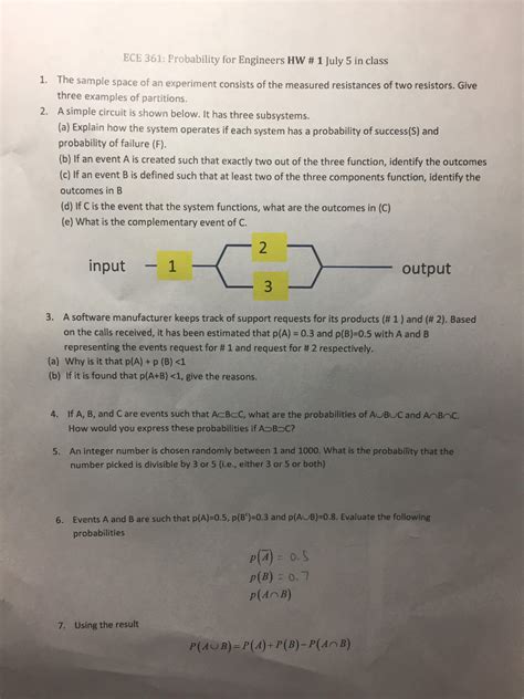 Solved ECE Probability For Engineers Hw July In Chegg
