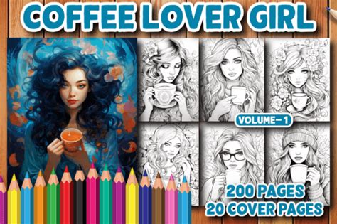 200 Coffee Lover Girl Coloring Pages V 1 Graphic By Mn Design · Creative Fabrica
