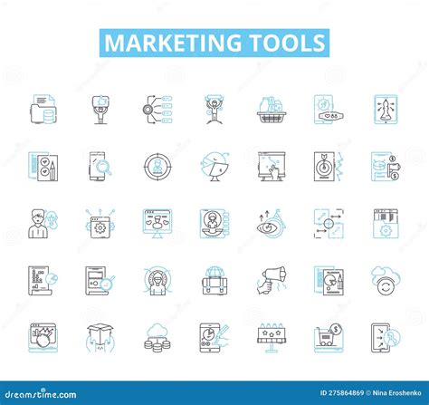 Marketing Tools Linear Icons Set Analytics Audience Automation Branding Campaigns Clicks