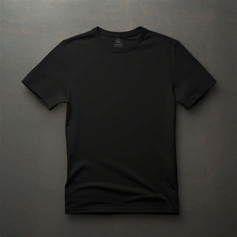 Полностью черный пустой макет футболки с темной фоновой структурой Премиум Фото
