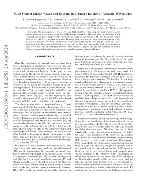 Pdf Ring Shaped Linear Waves And Solitons In A Square Lattice Of