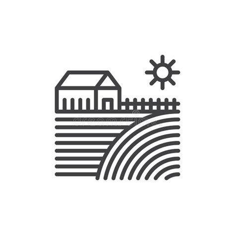 Farm House Line Icon Outline Vector Sign Linear Style Pictogram Isolated On White Symbol