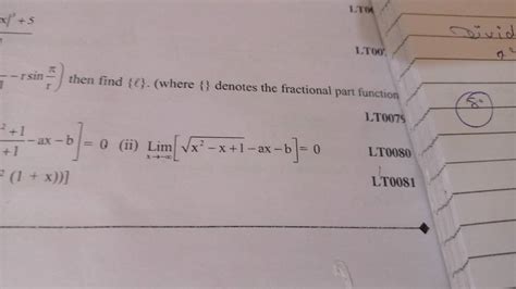 Lt00−rsinrπ Then Find ℓ Where Denotes The Fractional Part Fu