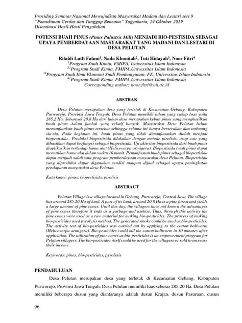 Potensi Buah Pinus Pinus Palustris Mill Menjadi Bio Pestisida Pdf